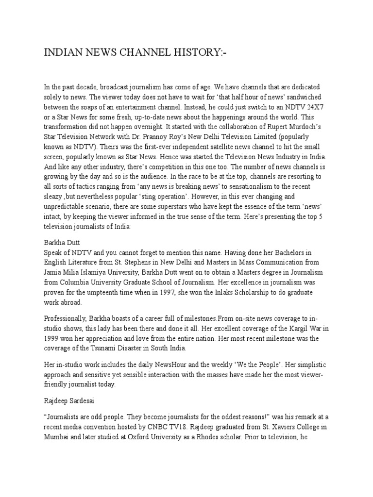 News Channels in India | PDF | Broadcast Journalism | News Media