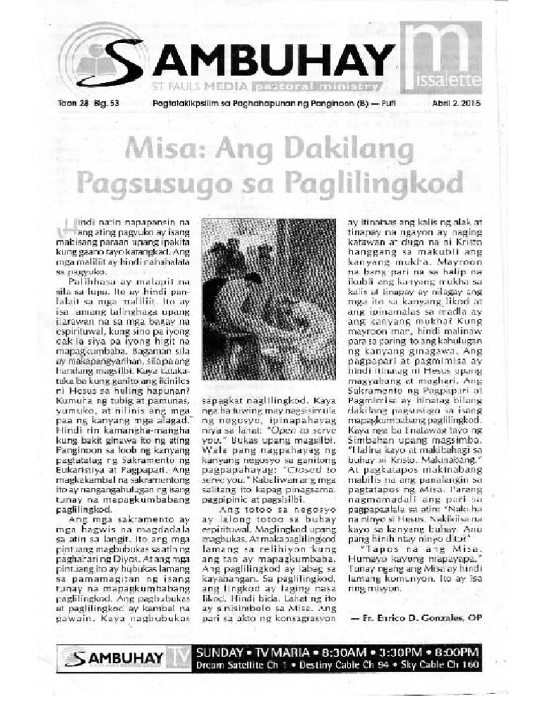 Sambuhay para Sa Huwebes Santo 2015 | PDF Sambuhay para Sa Huwebes Santo 2015 | PDF