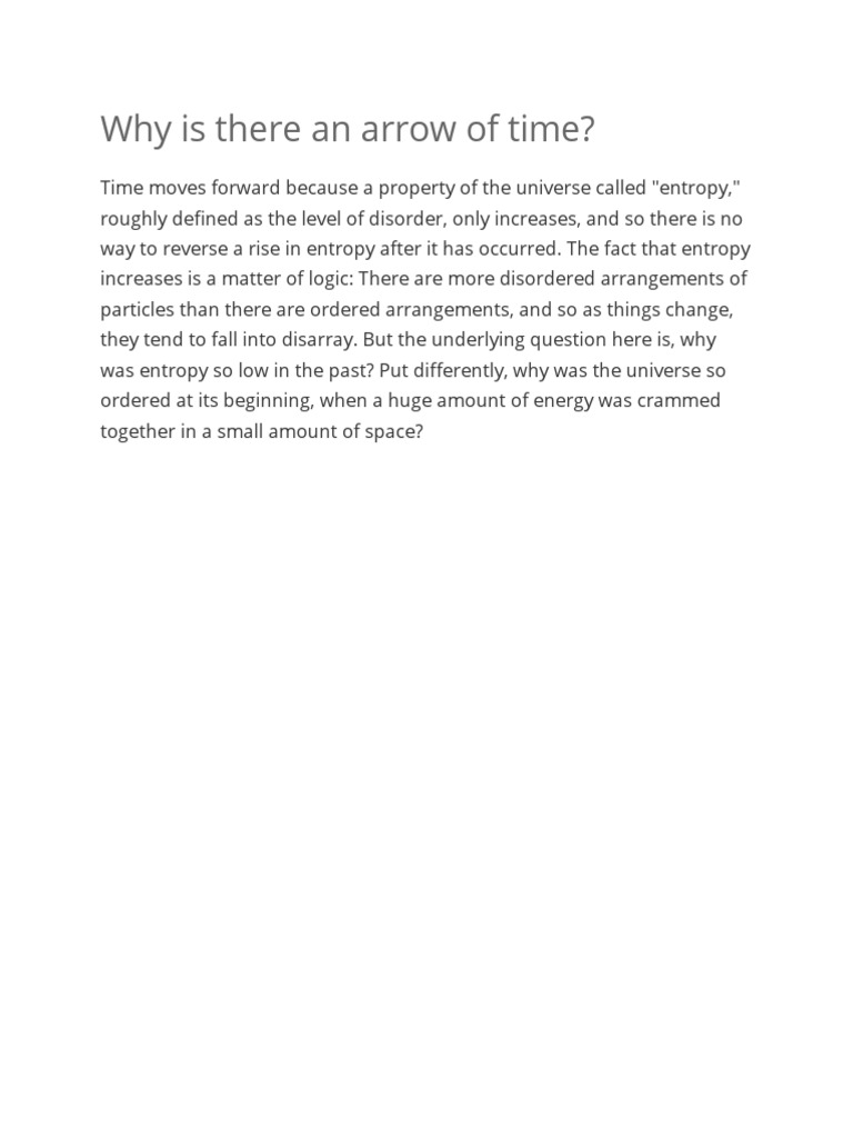 Understanding the Arrow of Time and Entropy | PDF