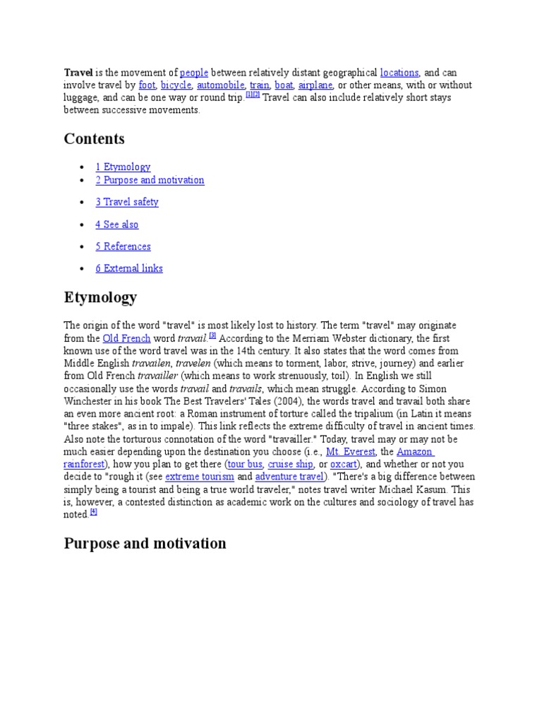 Understanding Travel: Types and Safety | PDF | Industries | Transport