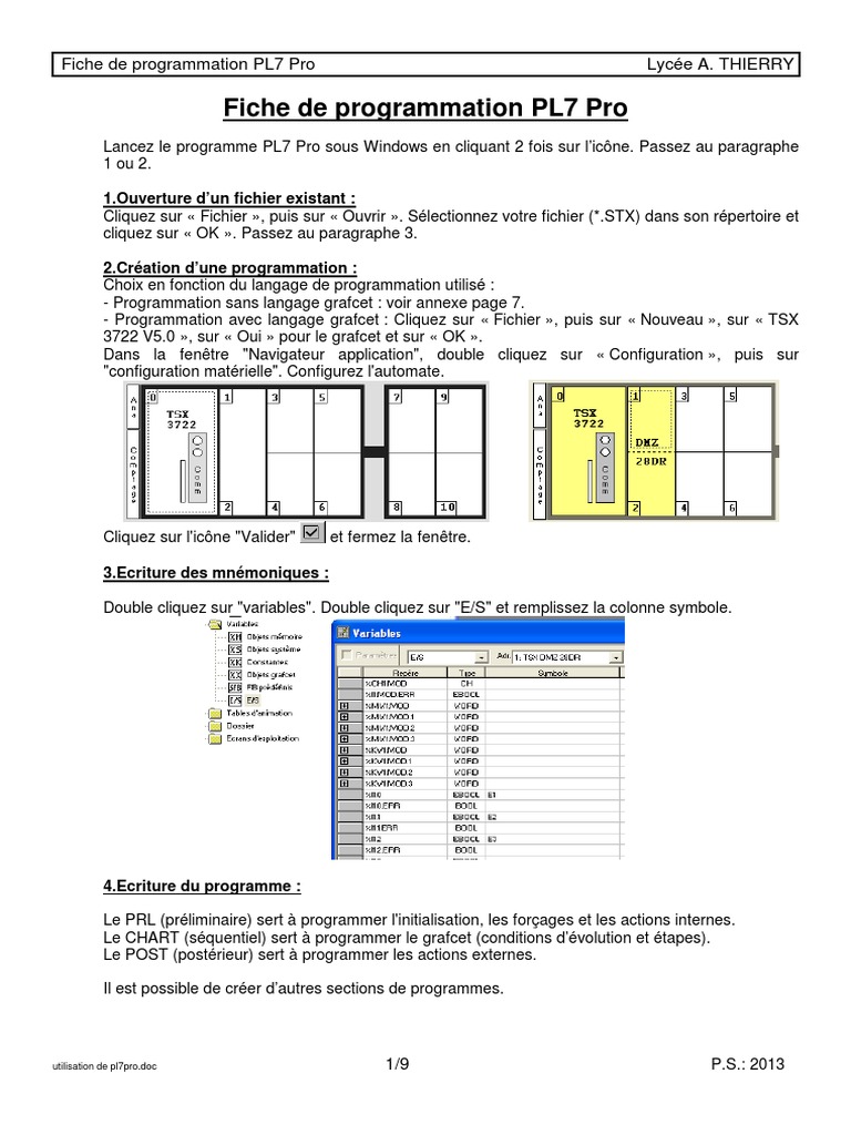 Guide d'utilisation de PL7 Pro | PDF | Programmation informatique ...