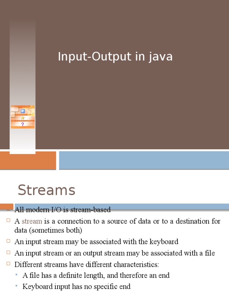 I-O in Java | PDF | Input/Output | Command Line Interface