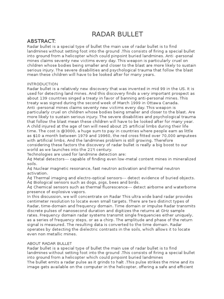 Radar Bullet | PDF | Radar | Analog To Digital Converter