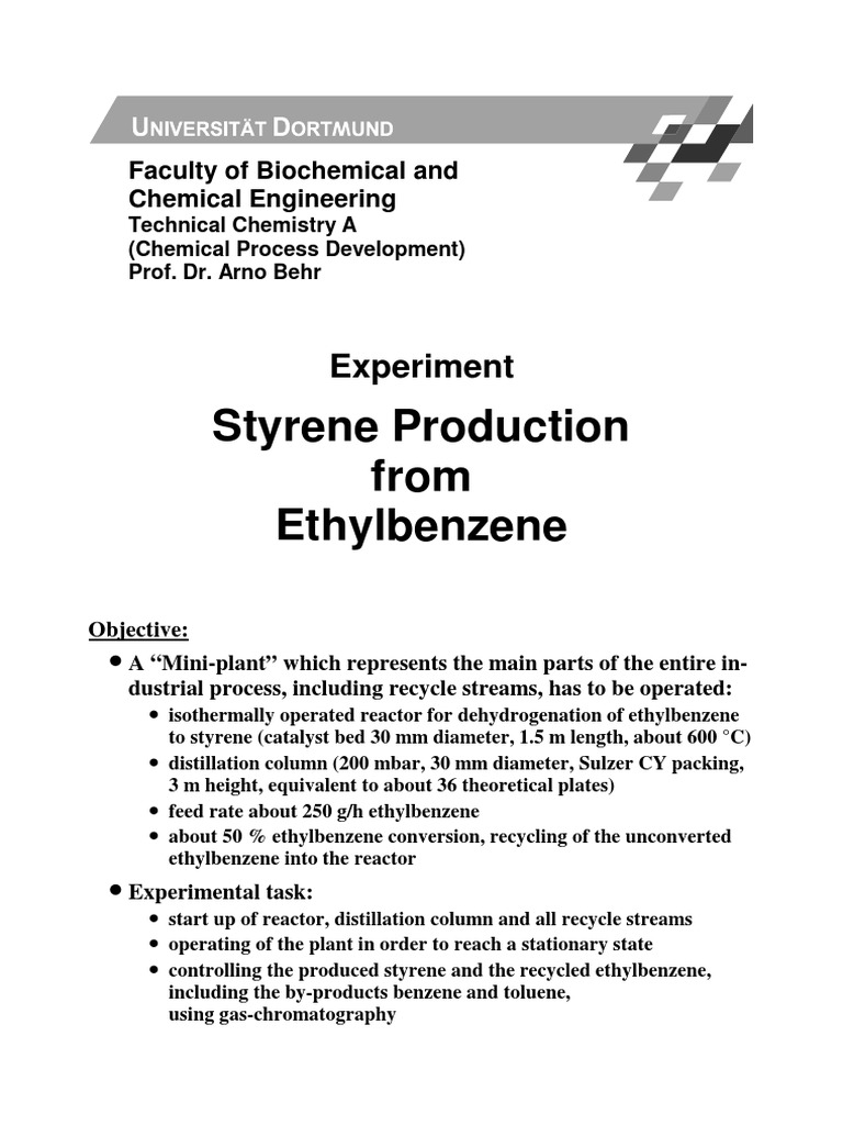 Styrene Production From Ethylbenzene | PDF | Chemical Reactor ...