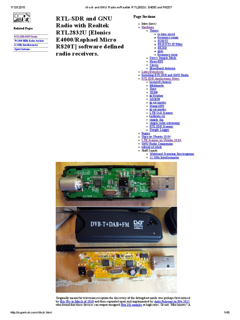 RTL-SDR and Gnu Radio W - Realtek Rtl2832u, E4000 and r820t | PDF | Software Defined Radio ...