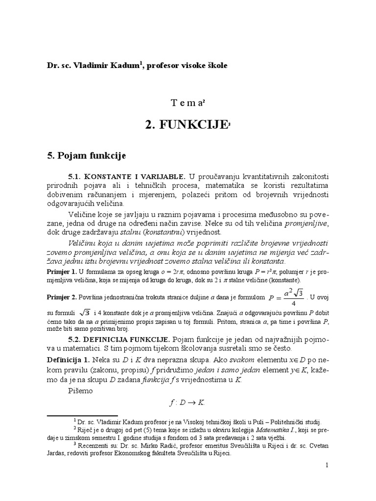 Funkcije - Matematika | PDF