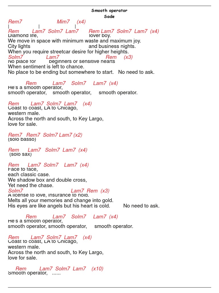 Sade - Smooth Operator | PDF