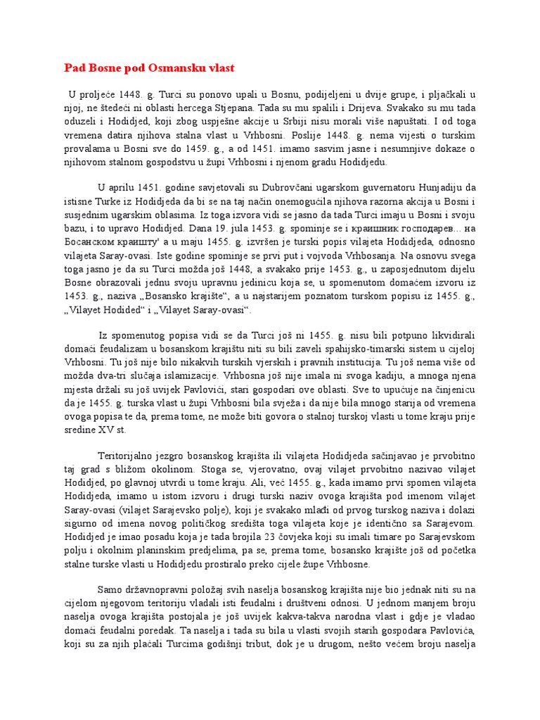 Pad Bosne Pod Osmansku Vlast | PDF