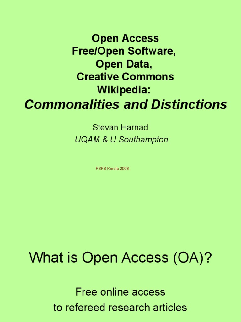 Open Access Free/Open Software, Open Data, Creative Commons Wikipedia ...