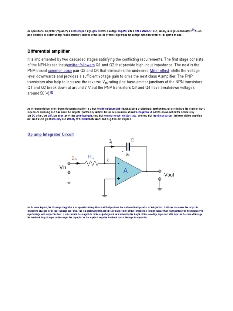 Differential Amplifier: Emitter Followers Common Base Miller Effect ...