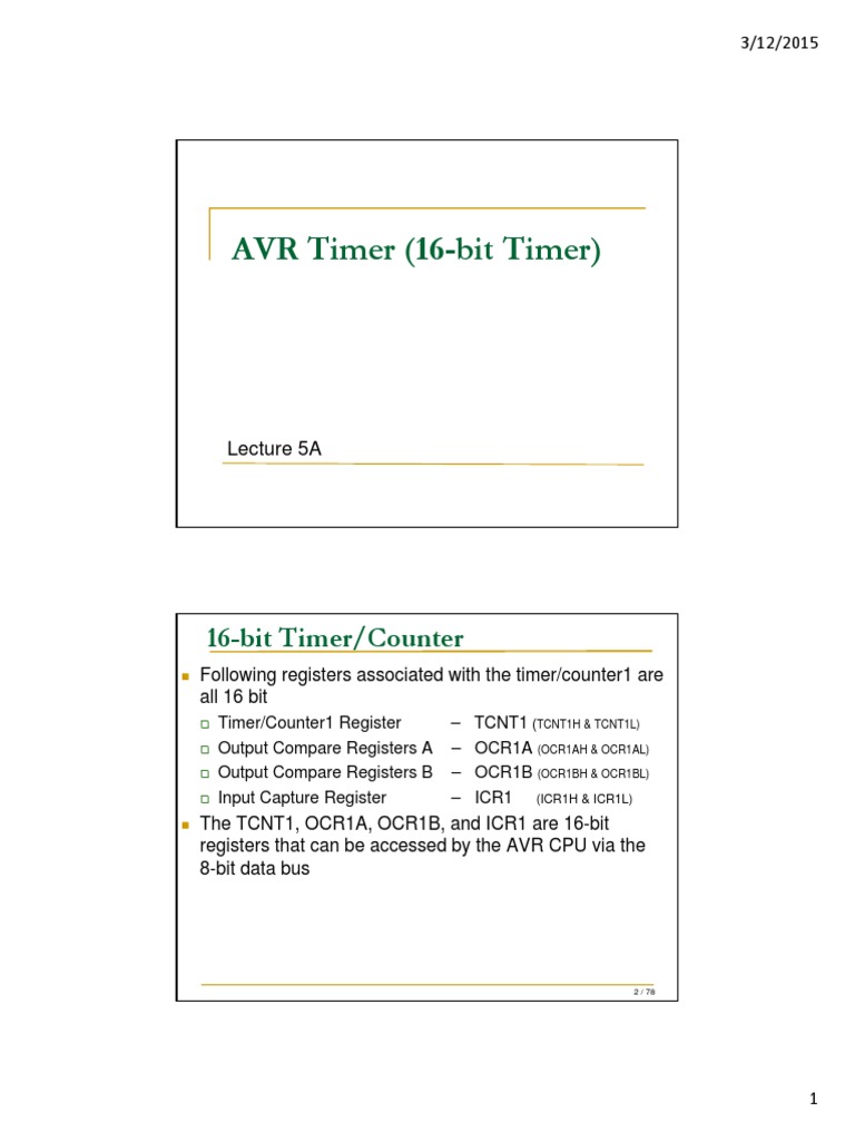 5b AVR Timer (16 Bit) PDF | PDF | Computer Engineering | Digital Electronics
