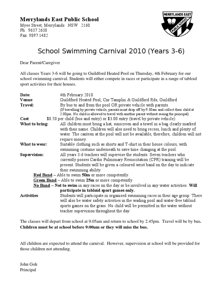 Swimming Carnival Note 2010 | PDF | Swimming (Sport) | Swimming