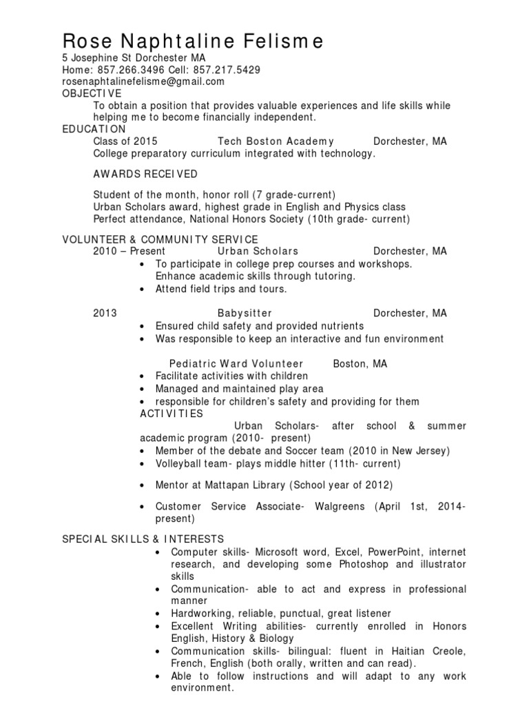 Resume of Rose Naphtaline Felisme | PDF | Career & Growth | Social Science