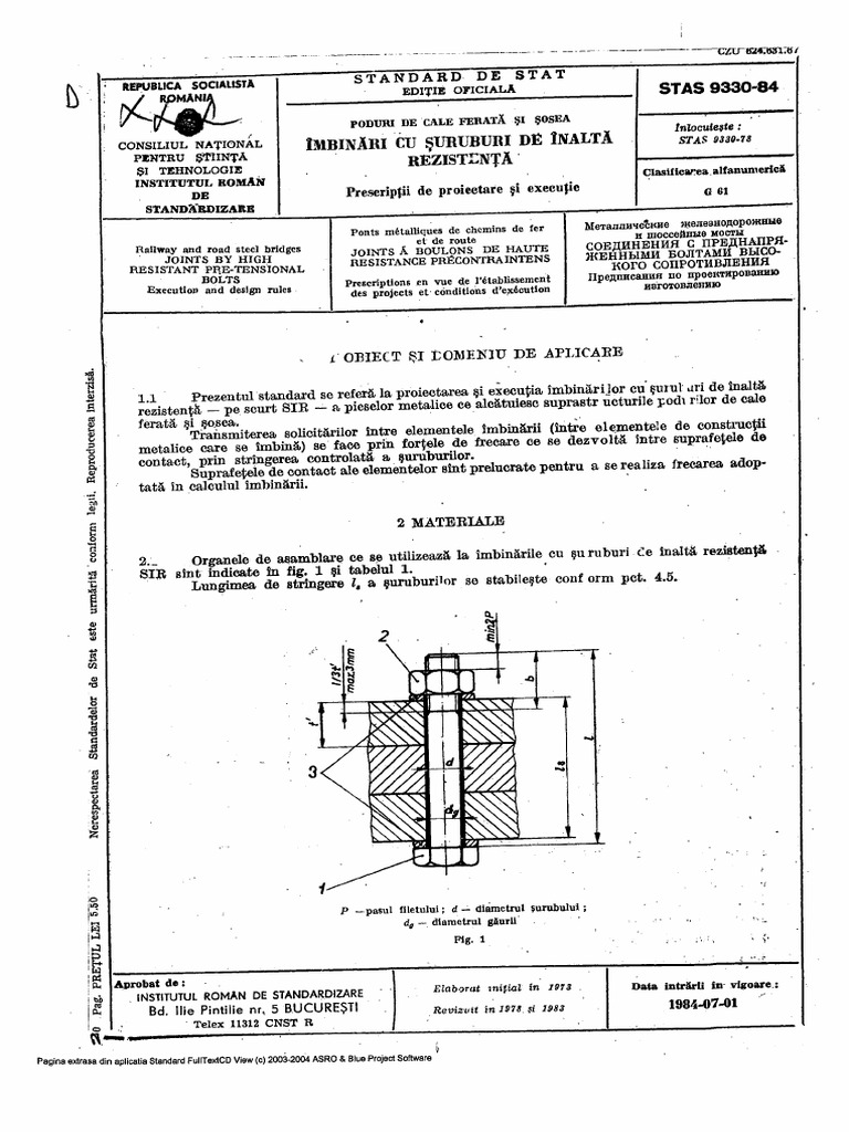 STAS 9330-84.imbinari Cu Suruburi de Inalta Rezistenta | PDF