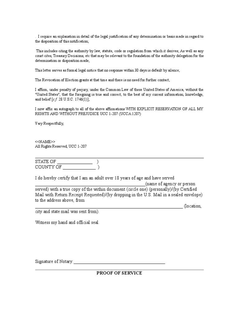 Letter for an Explanation in Detail of Legal Justification of Determination