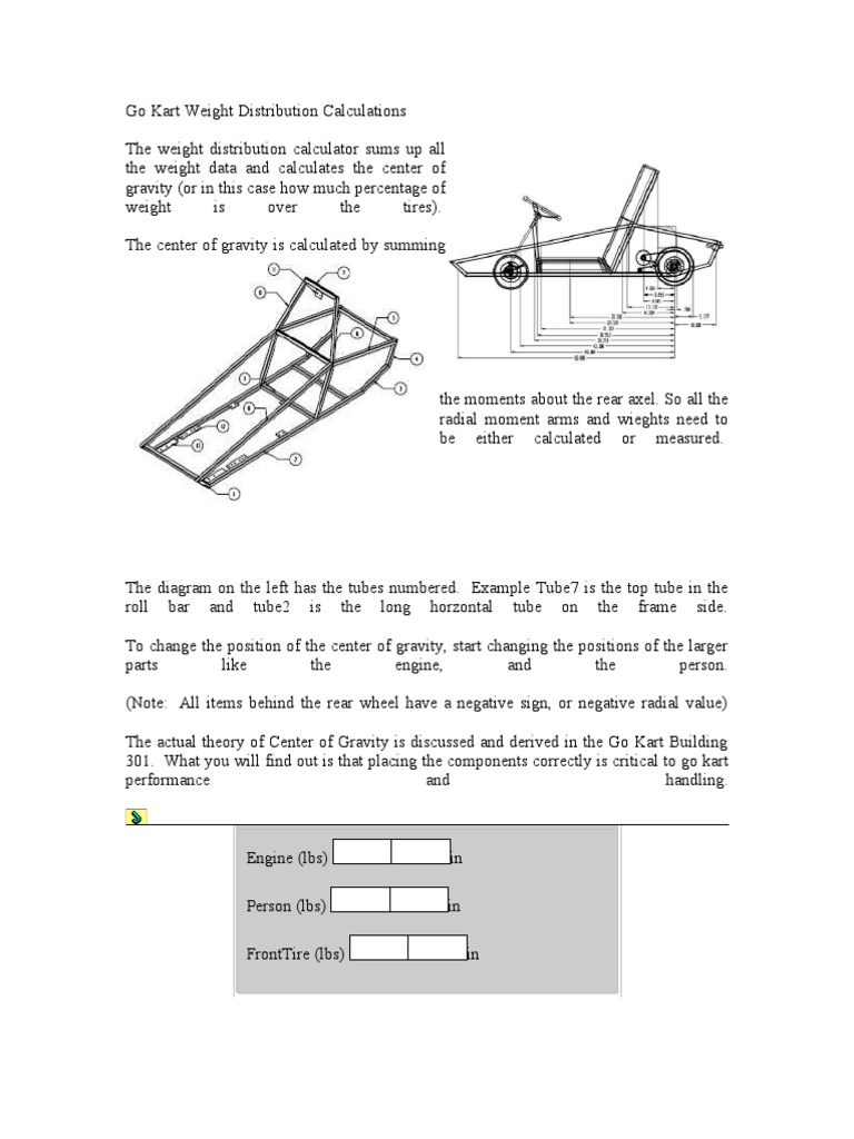 Go Kart Weight Distribution Guide | PDF | Weight | Center Of Mass