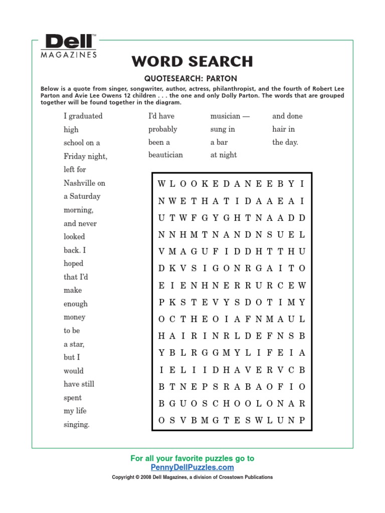 Dolly Parton Puzzle | PDF | Language Arts & Discipline | Poetry