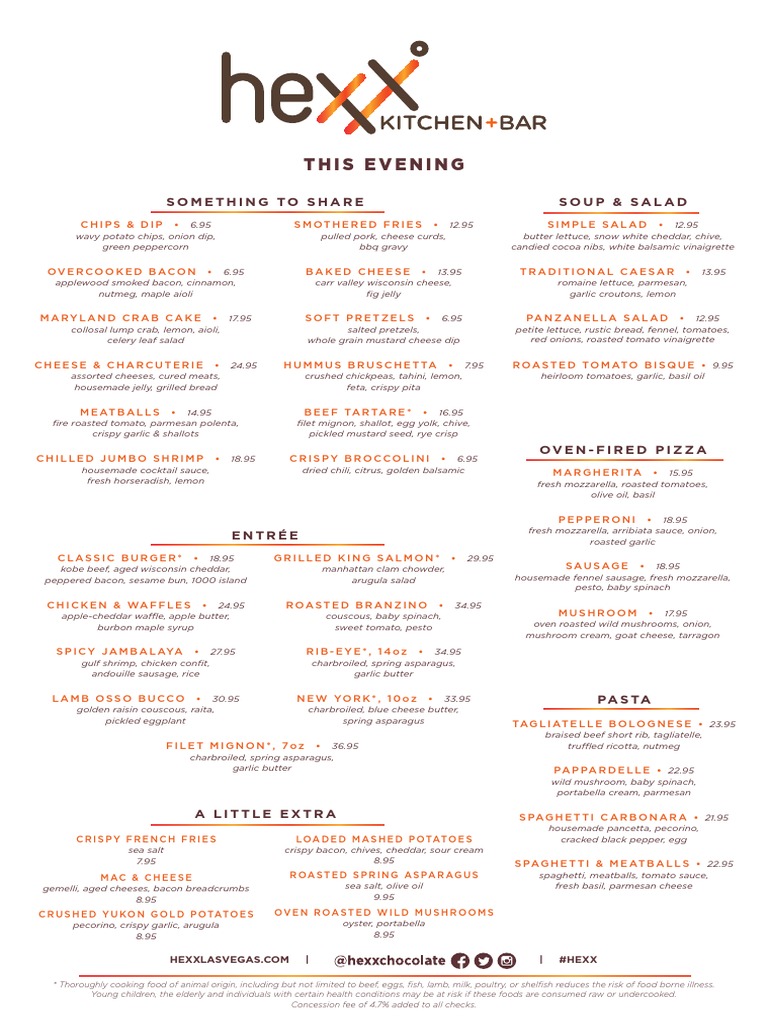 Hexx Dinner Menu | PDF | Champagne | Italian Wine