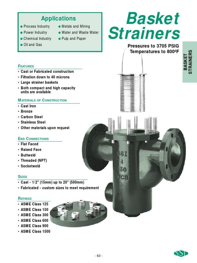 Process Industry Basket Strainers | PDF | Filtration | Mechanical ...