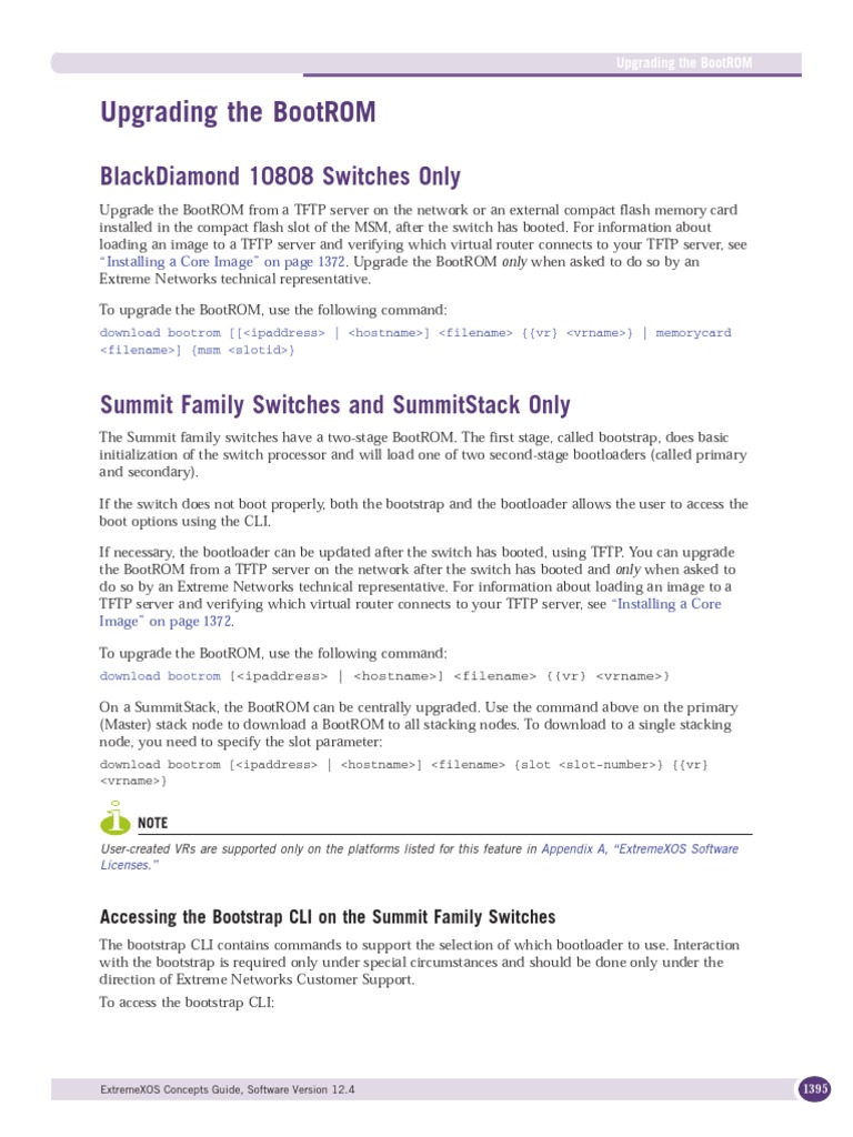 ExtremeXOS Upgrading The BootROM | PDF | Booting | Command Line Interface