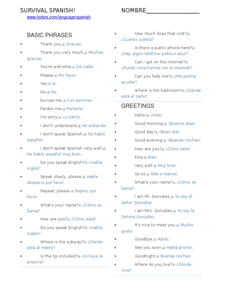 Survival Spanish Span4 | PDF | Almuerzo | Comida y bebida