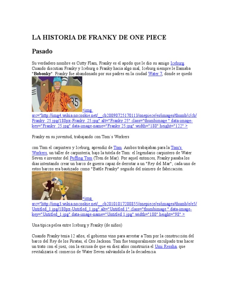 La Historia De Franky De One Piece Pdf