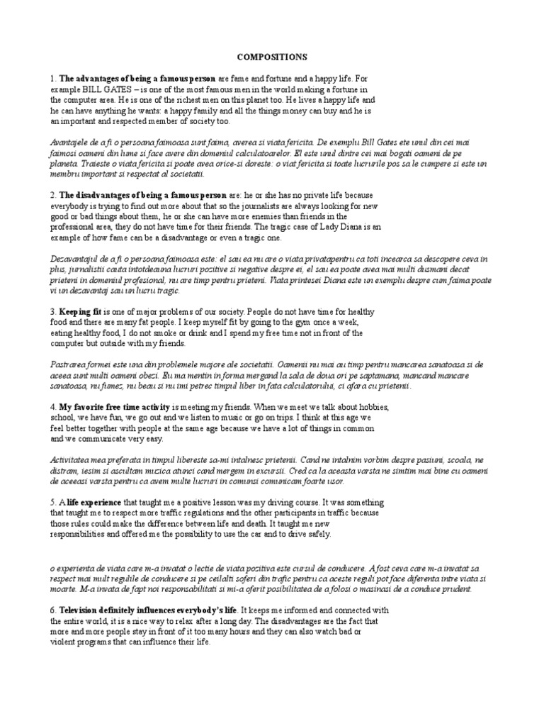 Compuneri Engleza 2011 | PDF | Lifestyle