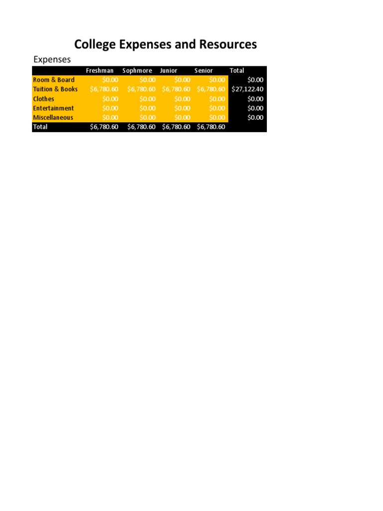 College Tuition and Expenses Breakdown | PDF