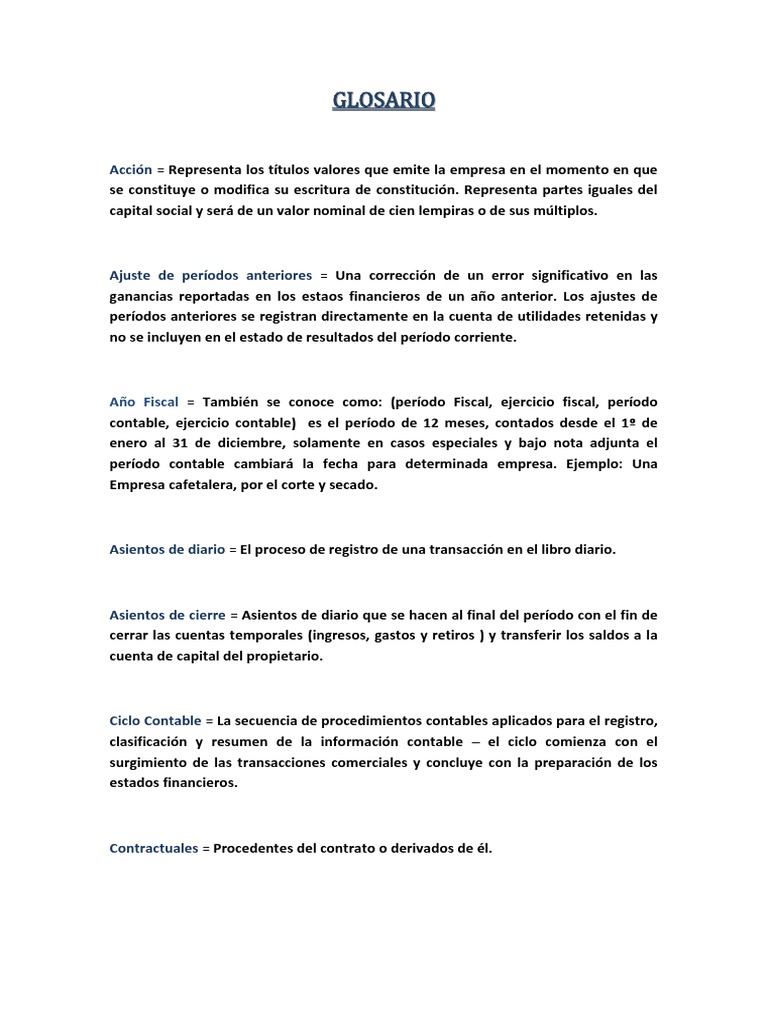 Glosario Básico de Contabilidad | PDF | Contabilidad | Beneficio (economía)