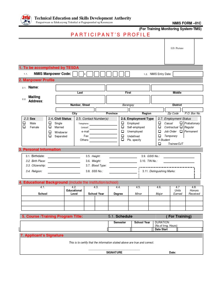 Participants Profile Form | PDF