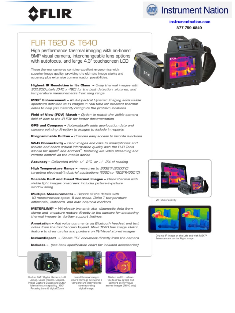 Flir t620 t640 Datasheet | Infrared | Thermography