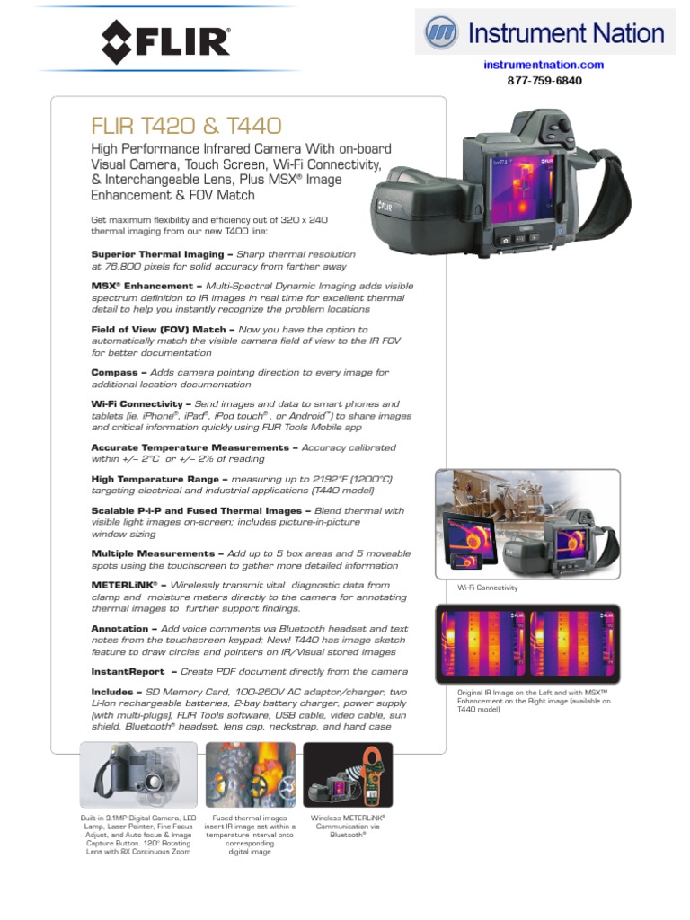 Flir t420 t440 Datasheet | Infrared | Thermography
