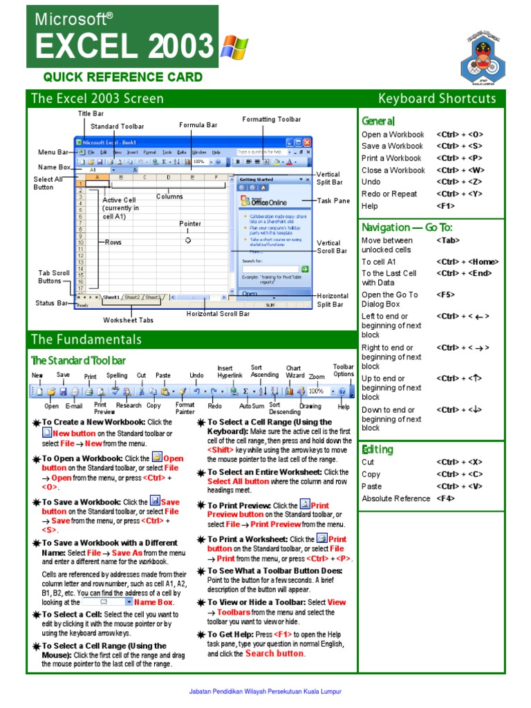 Excel Quick Reference 2003 | PDF | Microsoft Excel | Computer Keyboard