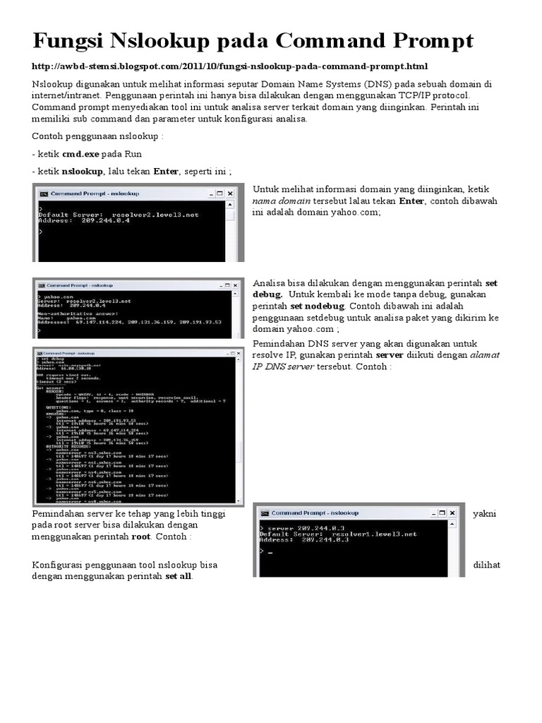 Fungsi Nslookup Pada Command Prompt | PDF