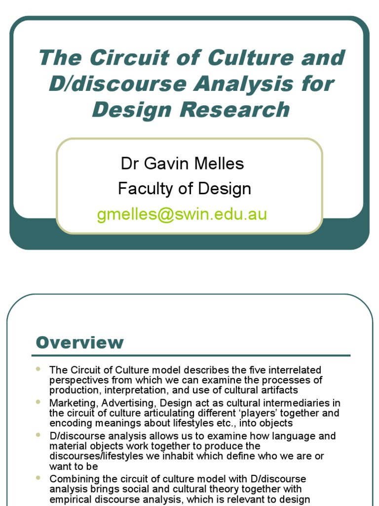 The Circuit of Culture, Discourse Analysis and | PDF | Identity (Social ...