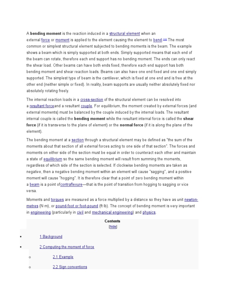 Bending Moment | PDF | Bending | Applied And Interdisciplinary Physics