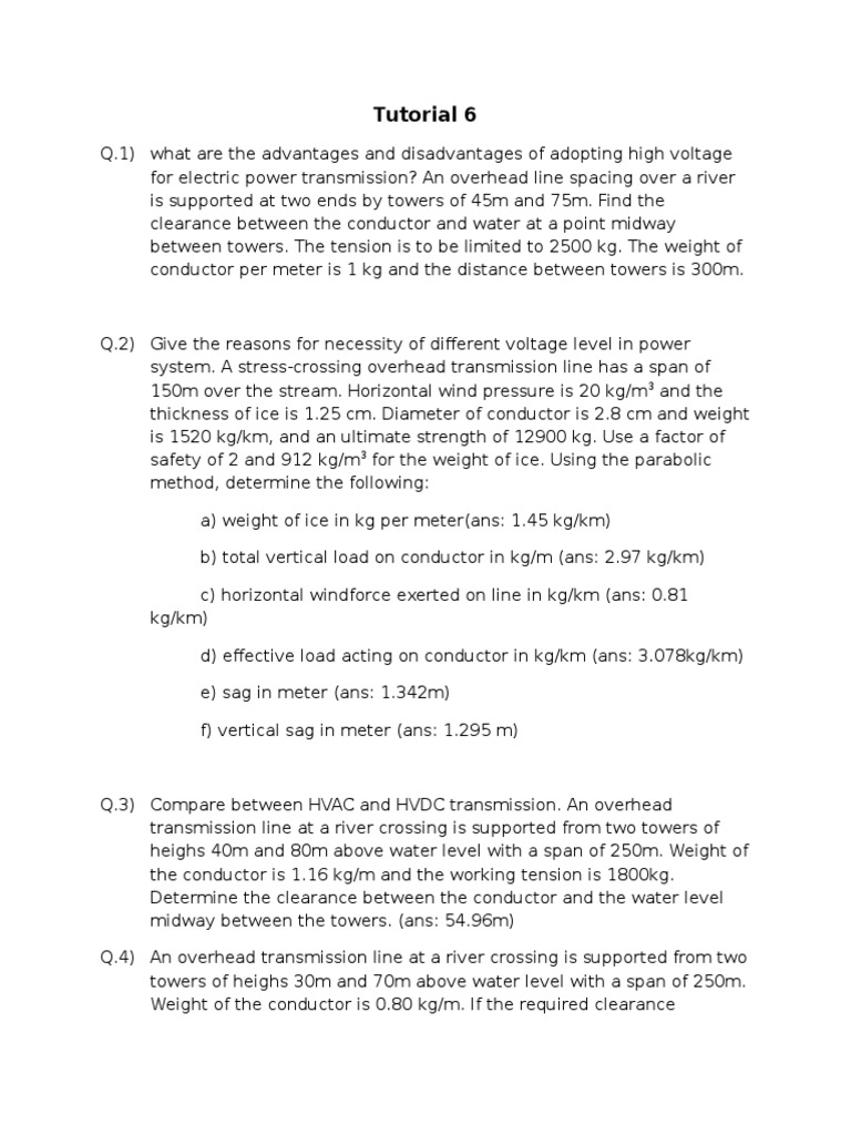Power System Questions | PDF | Electric Power Transmission | Force