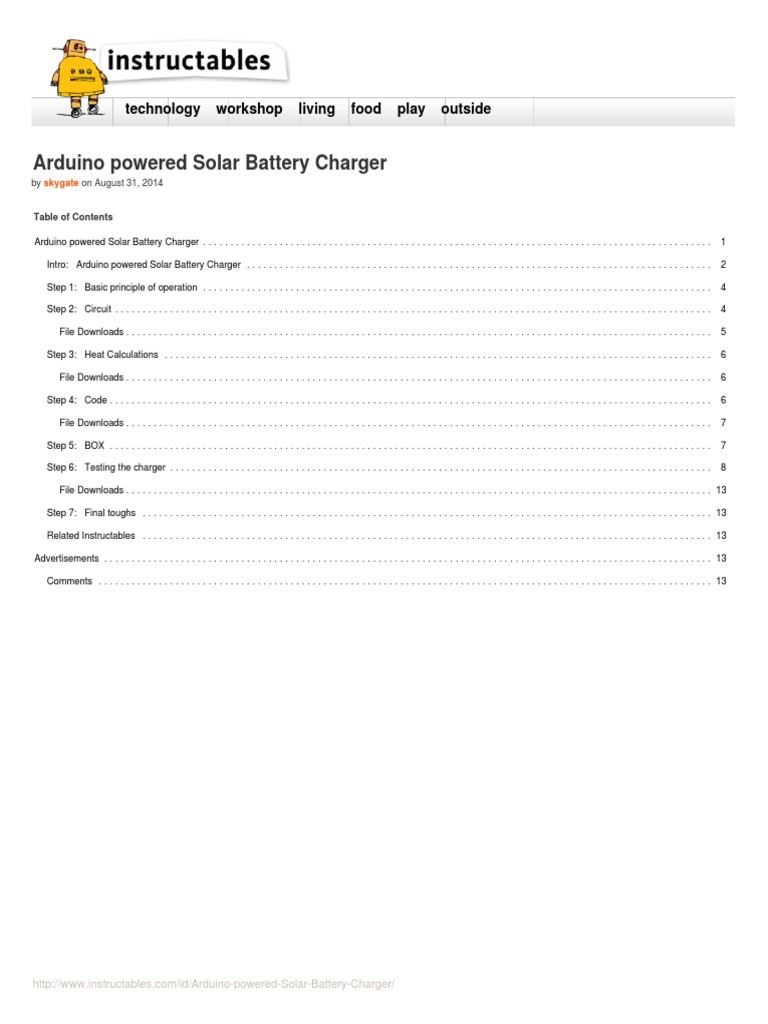 Arduino Solar Battery Charger Guide | PDF | Mosfet | Manufactured Goods