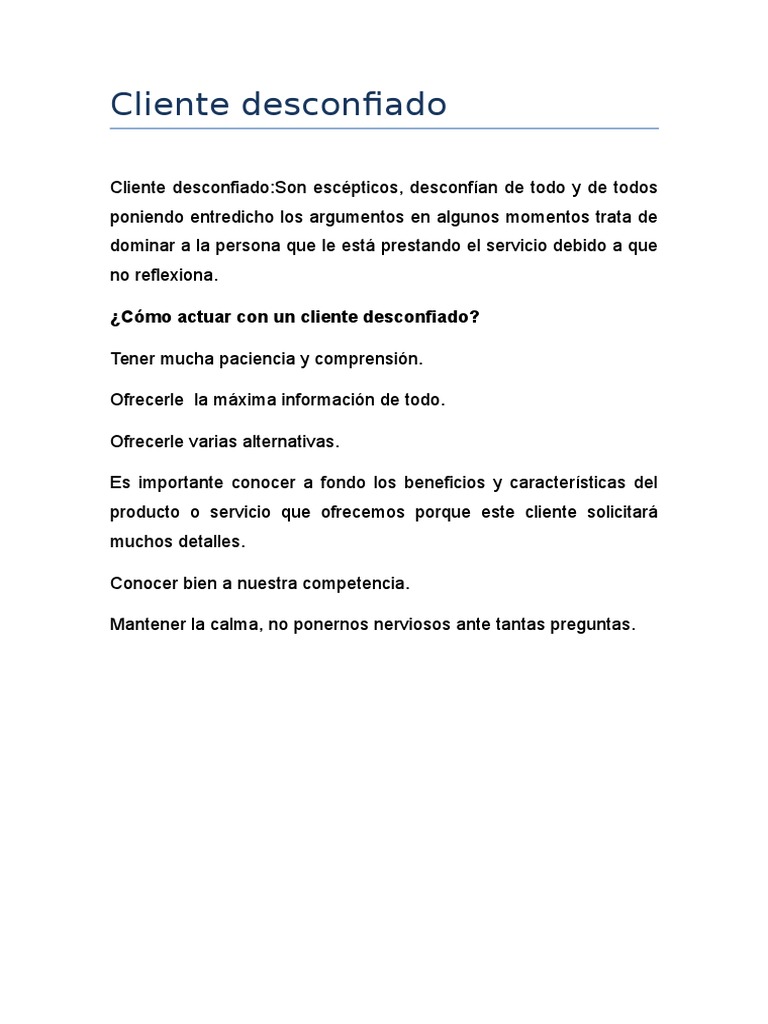 Cliente Desconfiado | PDF | Negocios | Derecho