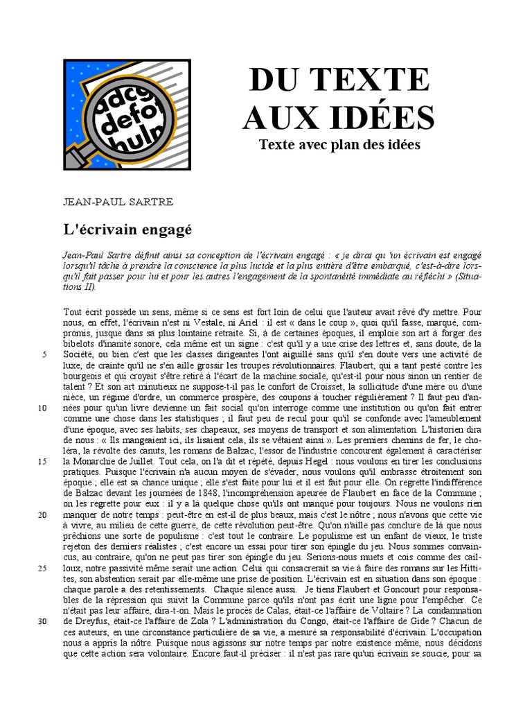 l'ecrivain engage | Jean-Paul Sartre | Émile Zola