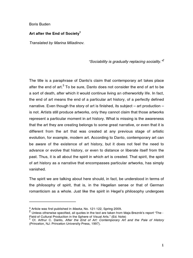 Boris Buden "Art After The End of Society" | PDF | Social Exclusion ...