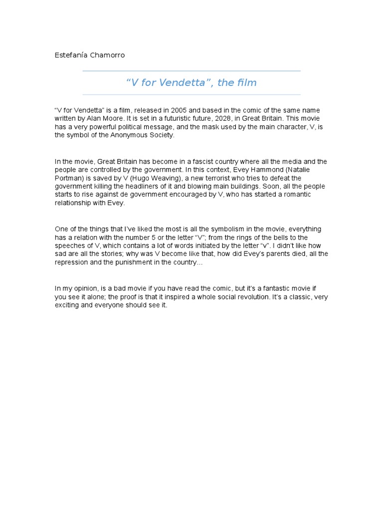 V for Vendetta: A Political Analysis | PDF | History