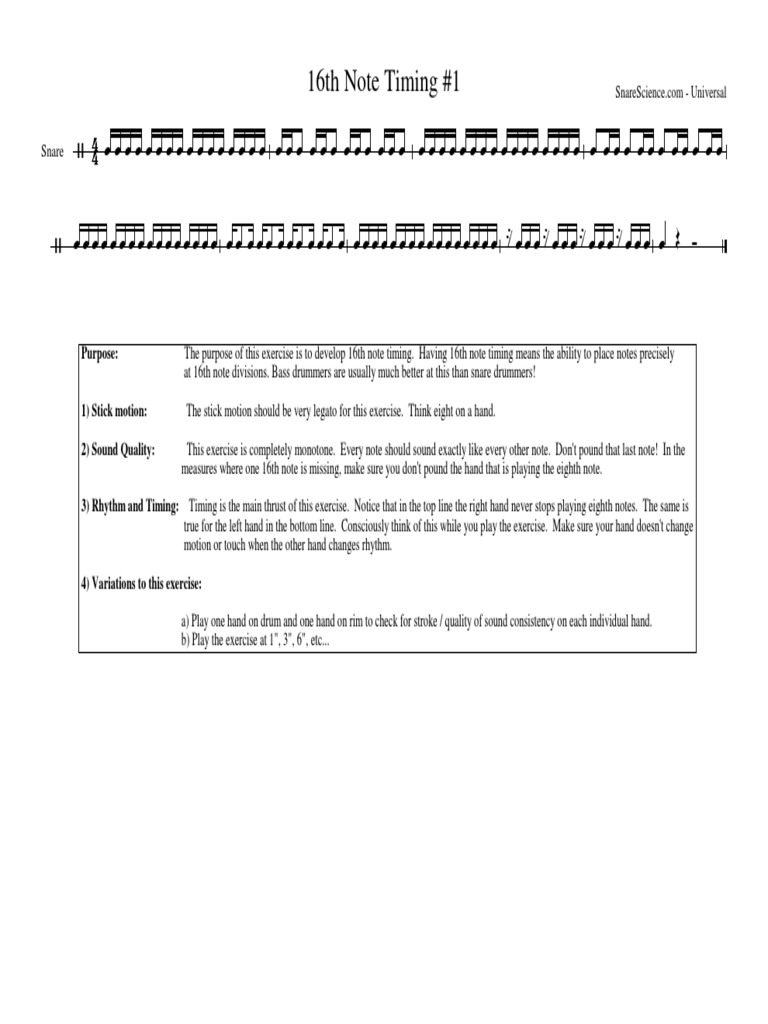 16th Note Timing for Drummers | PDF | Language Arts & Discipline