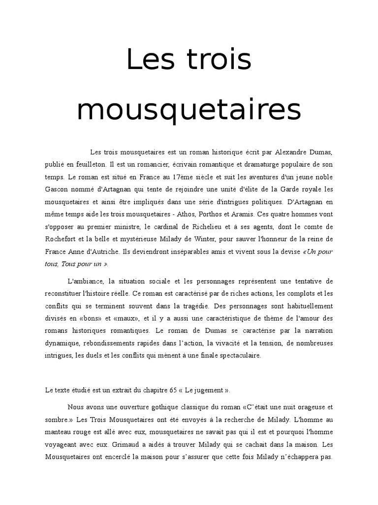 Trois Mousquetaires | PDF | Les Trois Mousquetaires