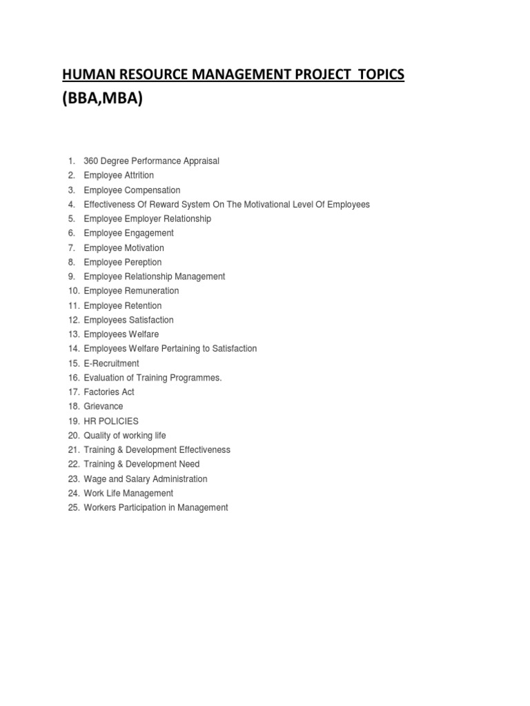 Project Topics | PDF | Employment | Human Resource Management