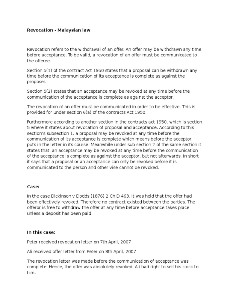 ️ What Is Revocation Of An Offer Revocation Legal Definition Of Revocation 2019 02 24