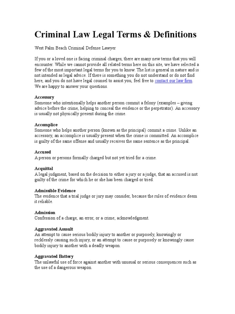 Criminal Law Legal Terms | PDF | Evidence | Burden Of Proof (Law)