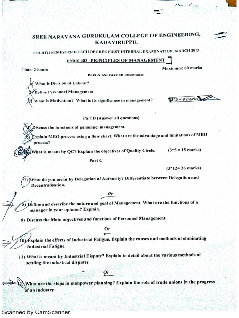 Pom Question Paper | PDF