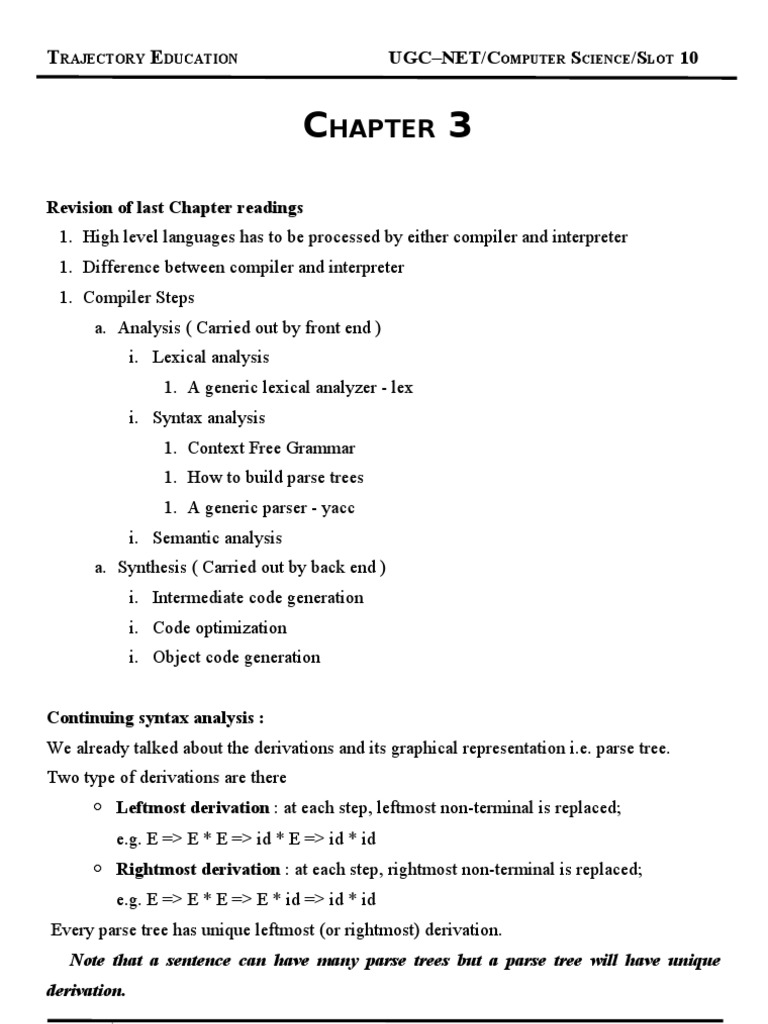 Ugc Net Computer Science Pdf Parsing Compiler