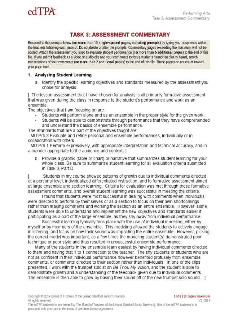 EdTPA AssessmentCommentary Educational Assessment Differentiated 